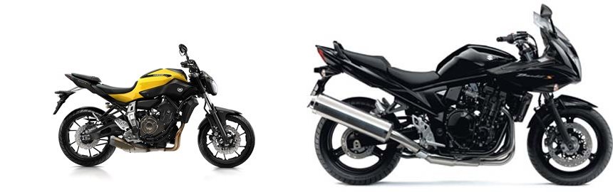 Motorrad Vergleich Yamaha MT-07 2015 vs. Suzuki Bandit 650S 2009