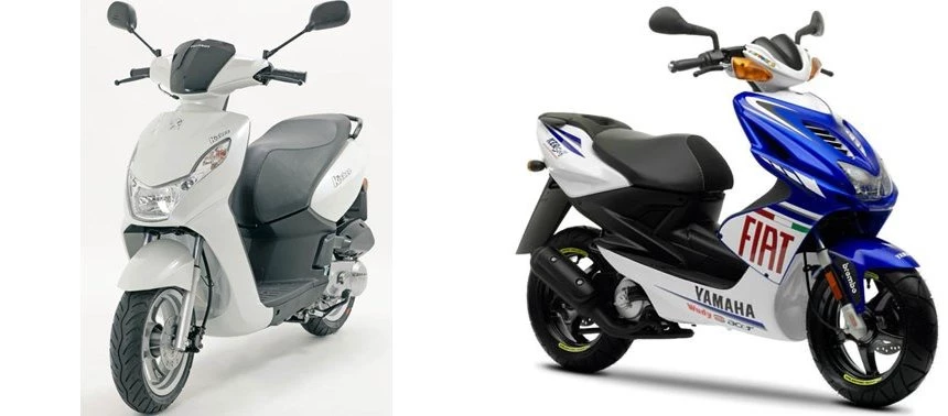 Motorrad Vergleich Peugeot Kisbee 50 4T 2010 vs. Yamaha Aerox Team Race ...