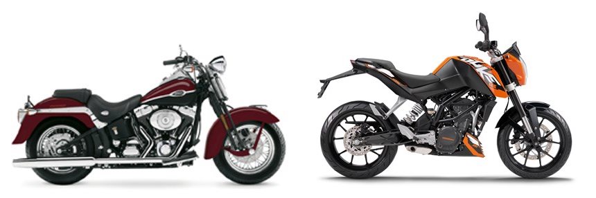 Motorrad Vergleich Harley-Davidson Softail Springer FXSTS 2007 vs. KTM ...
