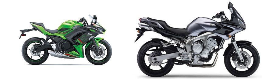 Motorrad Vergleich Kawasaki Ninja 650 2023 vs. Yamaha FZ6 Fazer 2009