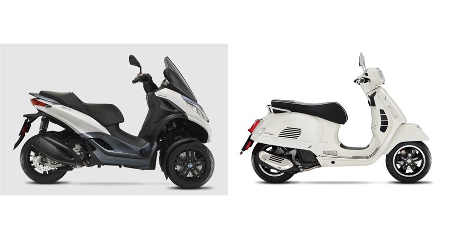 Motorrad Vergleich Piaggio MP3 300 Sport 2023 vs. Vespa GTS 125 Super iGET 2021