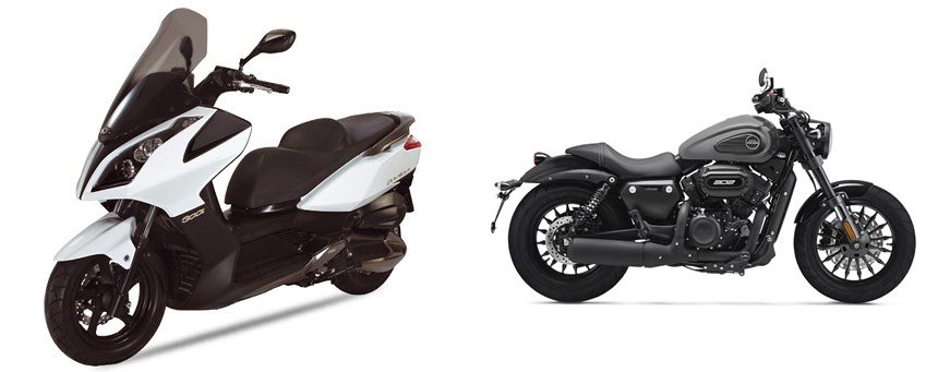 Motorrad Vergleich Kymco Downtown 300i 2011 vs. Keeway V302 C 2023