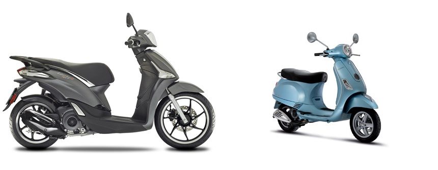 Motorrad Vergleich Piaggio Liberty 125 IGET 4t 3V Sport 2020 vs. Vespa LX 125 i.e 2012