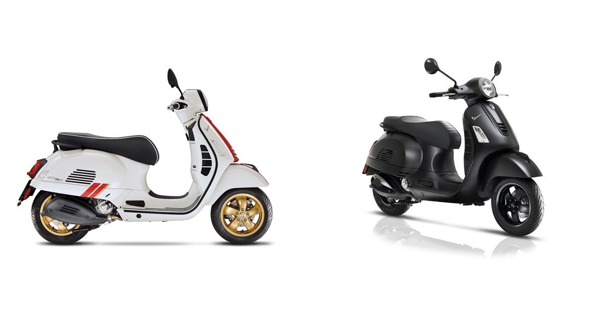 Motorrad Vergleich Vespa GTS 300 Super Racing Sixties 2021 vs. Vespa GTS 125 iGet Super Notte 2019