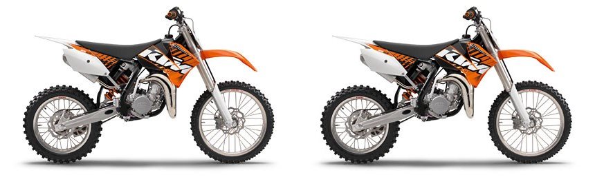 Motorrad Vergleich KTM 85 SX 17/14 2012 vs. KTM 85 SX 19/16 2012