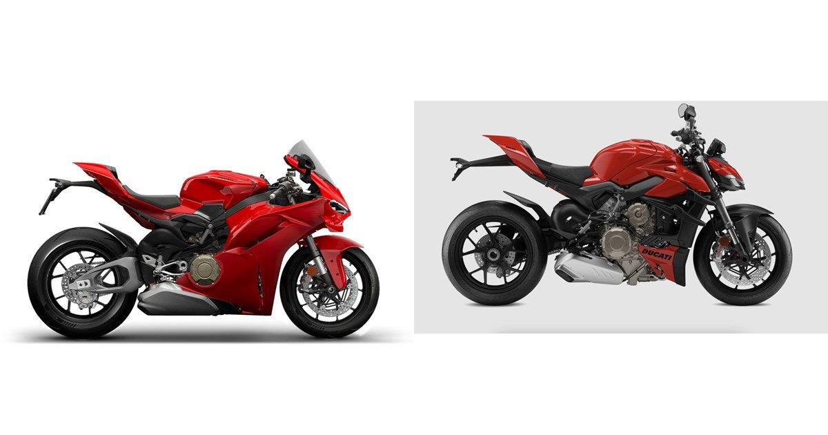 Comparaison des motos Ducati Panigale V4 2025 VS. Ducati Streetfighter ...