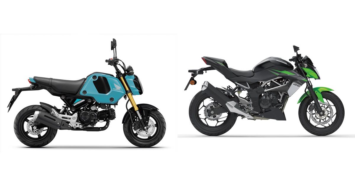 Motorrad Vergleich Honda MSX125 Grom 2023 vs. Kawasaki Z125 2024