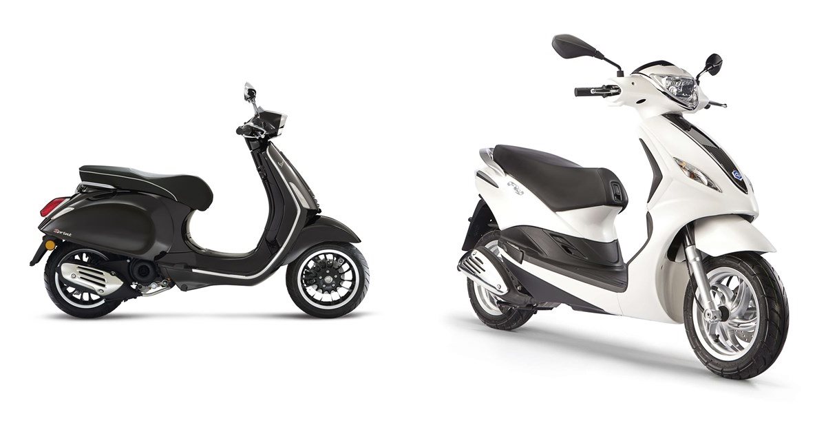 Motorrad Vergleich Vespa Sprint 125 i.e. 3V 2020 vs. Piaggio New Fly 125 i.e. 3V 2014