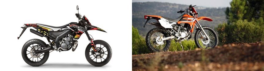Derbi Senda DRD Racing 50 SM 2020 vs Motorhispania Furia MAX Cross 2009