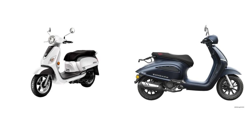 Motorrad Vergleich Sym Fiddle III 50 2020 vs. Zündapp Bella R 50 2020