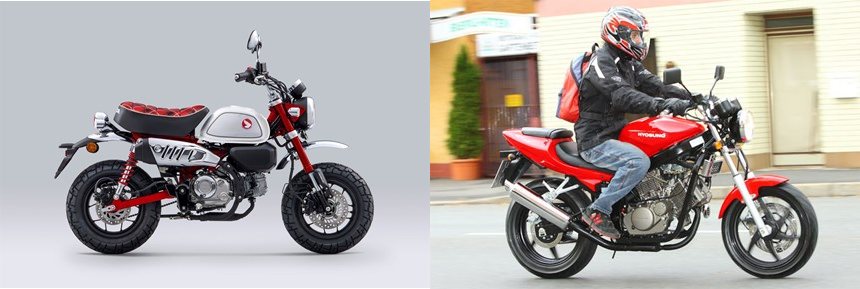 Motorrad Vergleich Honda Monkey 125 2024 vs. Hyosung GT 125 Naked 2009