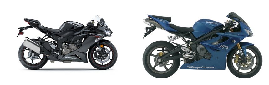 Motorrad Vergleich Kawasaki Ninja ZX-6R 2020 vs. Triumph Daytona 650 2008