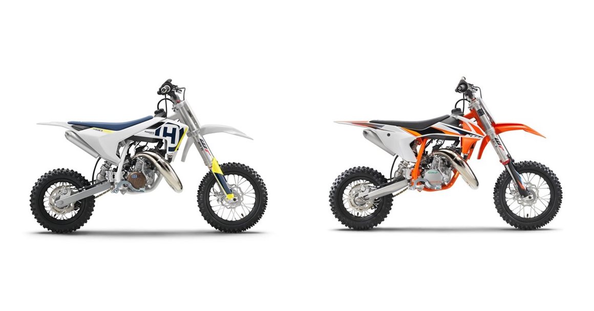 Motorrad Vergleich Husqvarna TC 50 2018 vs. KTM 50 SX 2022