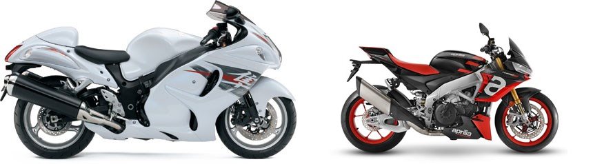 Motorrad Vergleich Suzuki GSX 1300 R Hayabusa 2012 vs. Aprilia Tuono V4 ...