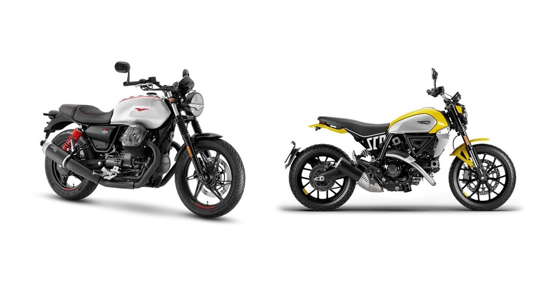 Motorrad Vergleich Moto Guzzi V7 Stone Ten 2024 vs. Ducati Scrambler ...