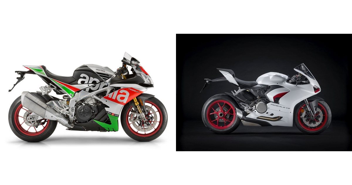 Aprilia RSV4 RF 2017 vs Ducati Panigale V2 2021