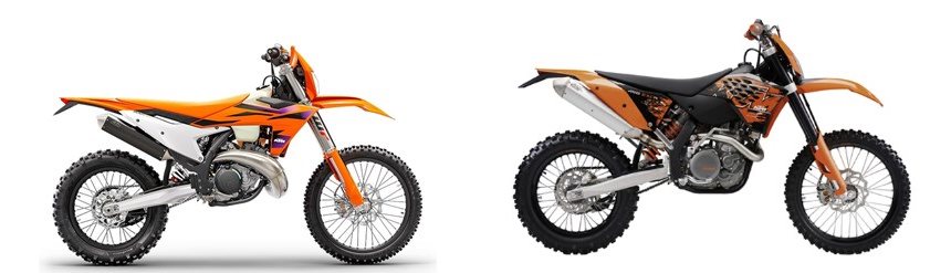 Motorrad Vergleich KTM 300 EXC 2024 vs. KTM 450 EXC 2008