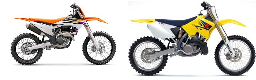 Motorrad Vergleich KTM 250 SX-F 2024 vs. Suzuki RM-250 2009