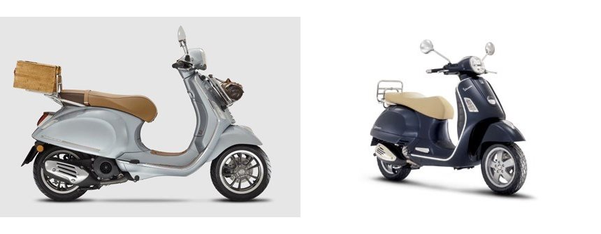 Motorrad Vergleich Vespa Primavera 125 Pic Nic 2024 vs. Vespa GTS 300 i.e. 2013