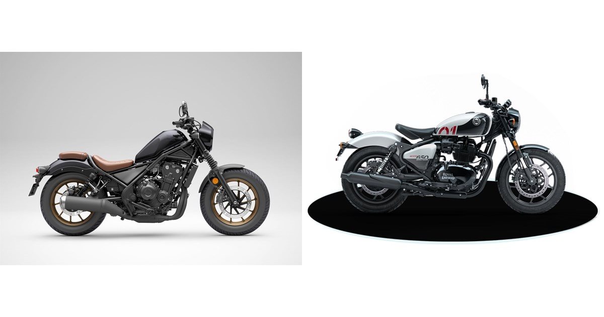Motorrad Vergleich Honda CMX500 Rebel S 2024 vs. Royal Enfield Shotgun 650 2024