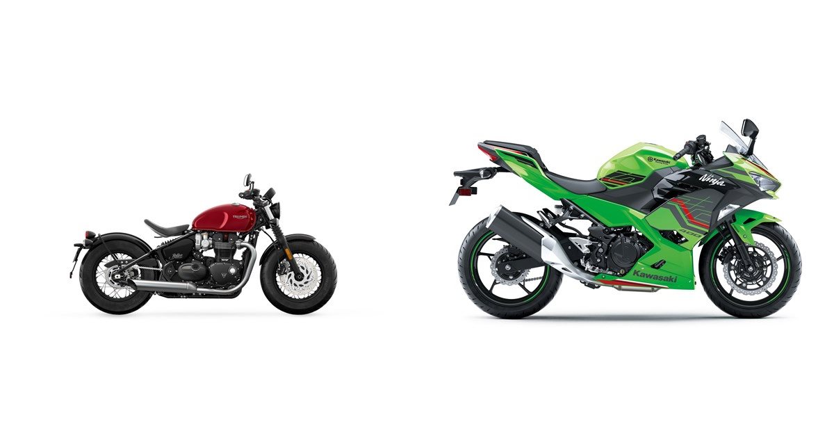 Confronto tra moto Triumph Bonneville Bobber 2023 VS. Kawasaki Ninja ...