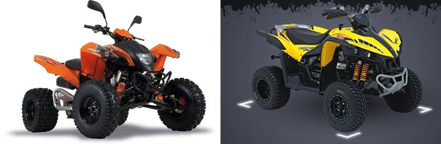 Motorrad Vergleich Adly Hurricane 450 S 2019 vs. TGB Target 525 4x2 2010