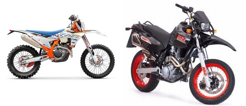 Motorrad Vergleich KTM 450 EXC-F SIX DAYS 2024 vs. MZ 660 Supermoto 2009