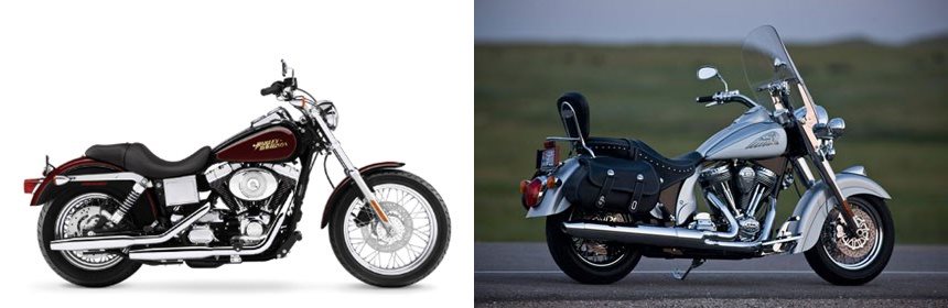 Motorrad Vergleich Harley-Davidson Dyna Low Rider FXDL 2005 vs. Indian Chief Roadmaster 2011