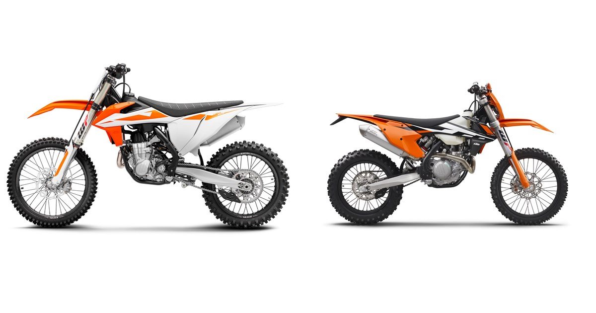 Motorrad Vergleich KTM 450 SX-F 2019 vs. KTM 450 EXC-F 2017