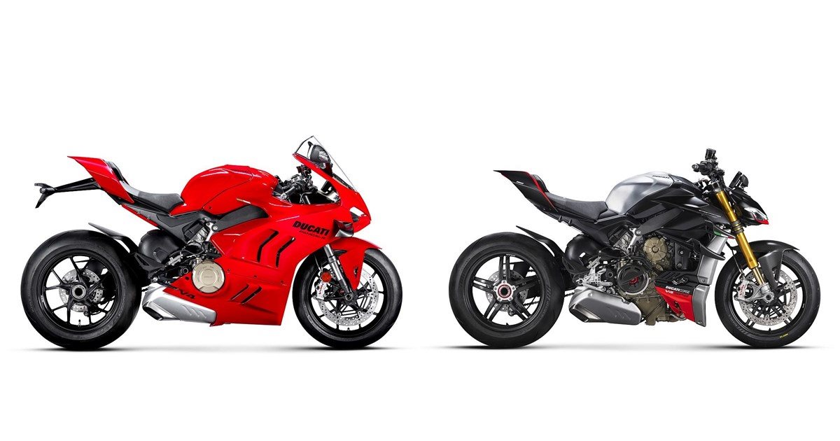 Motorrad Vergleich Ducati Panigale V4 2023 vs. Ducati Streetfighter V4 SP2 2023