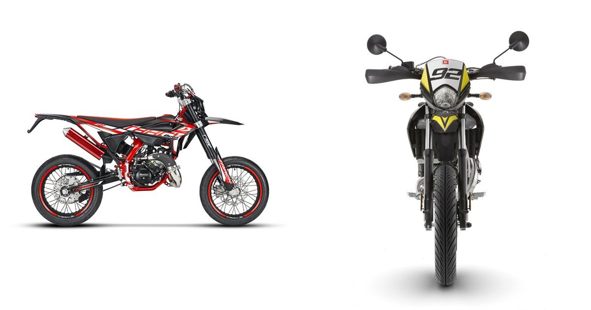Motorrad Vergleich Beta RR 50 Motard Track 2024 vs. Derbi Senda DRD X ...