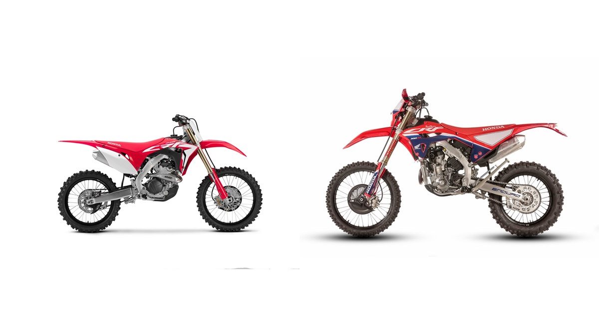 Motorrad Vergleich Honda CRF250R 2019 vs. Red Moto CRF 300RX Enduro 2022