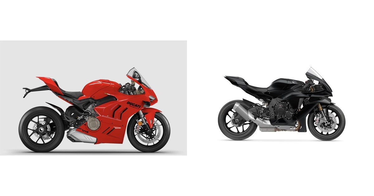 Motorrad Vergleich Ducati Panigale V4 2024 vs. Yamaha R1 RACE 2025