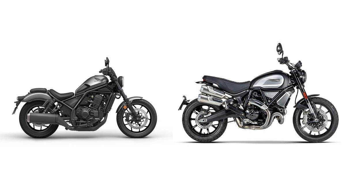 Motorrad Vergleich Honda CMX1100 Rebel DCT 2024 vs. Ducati Scrambler ...