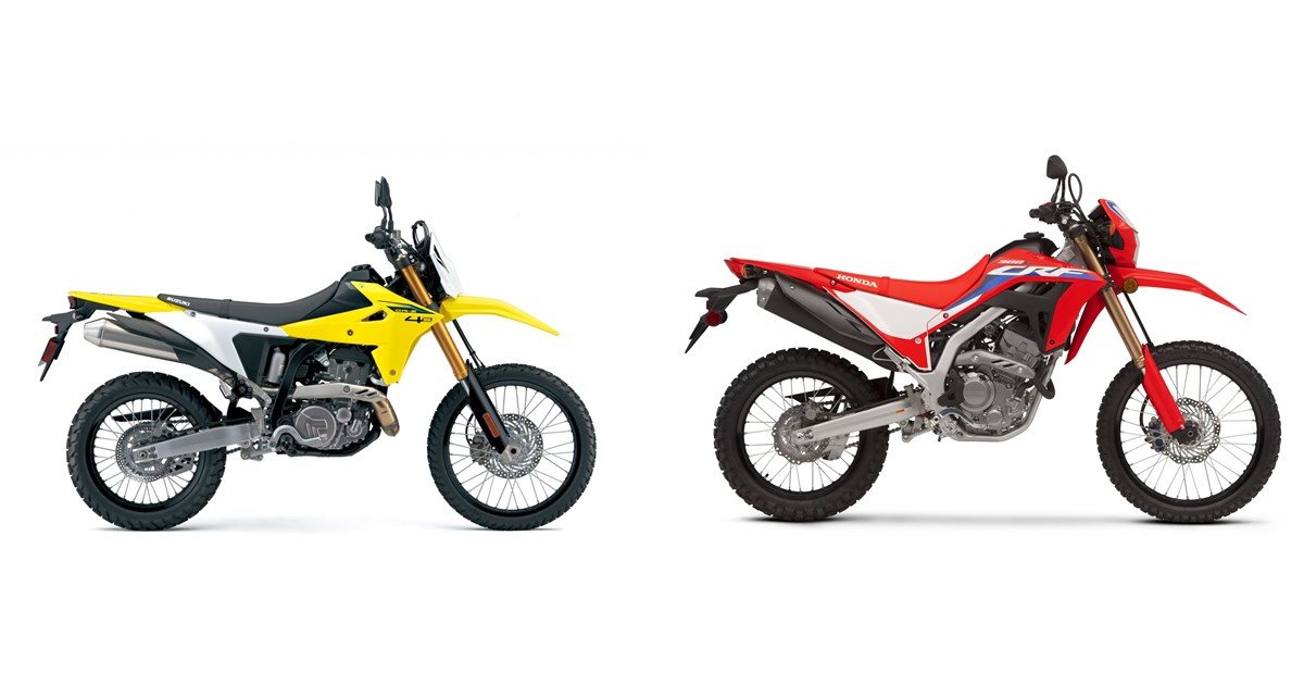 Motorrad Vergleich Suzuki DR-Z4S 2025 vs. Honda CRF300L 2021