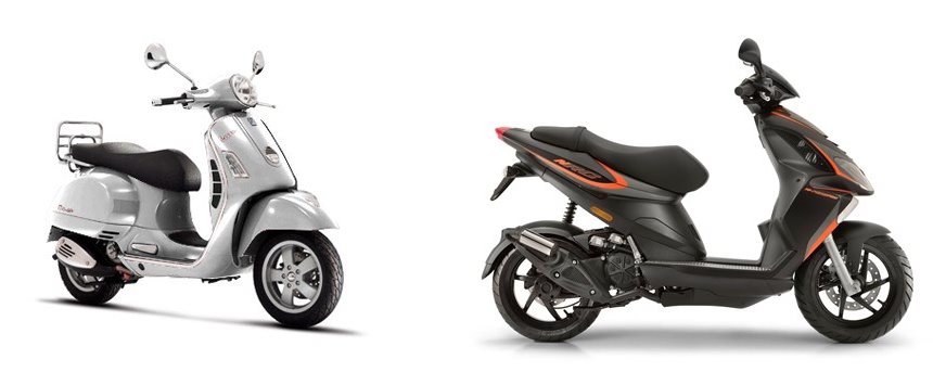 Motorrad Vergleich Vespa GTS 125 2009 vs. Piaggio NRG Power 50 DD 2T 2018
