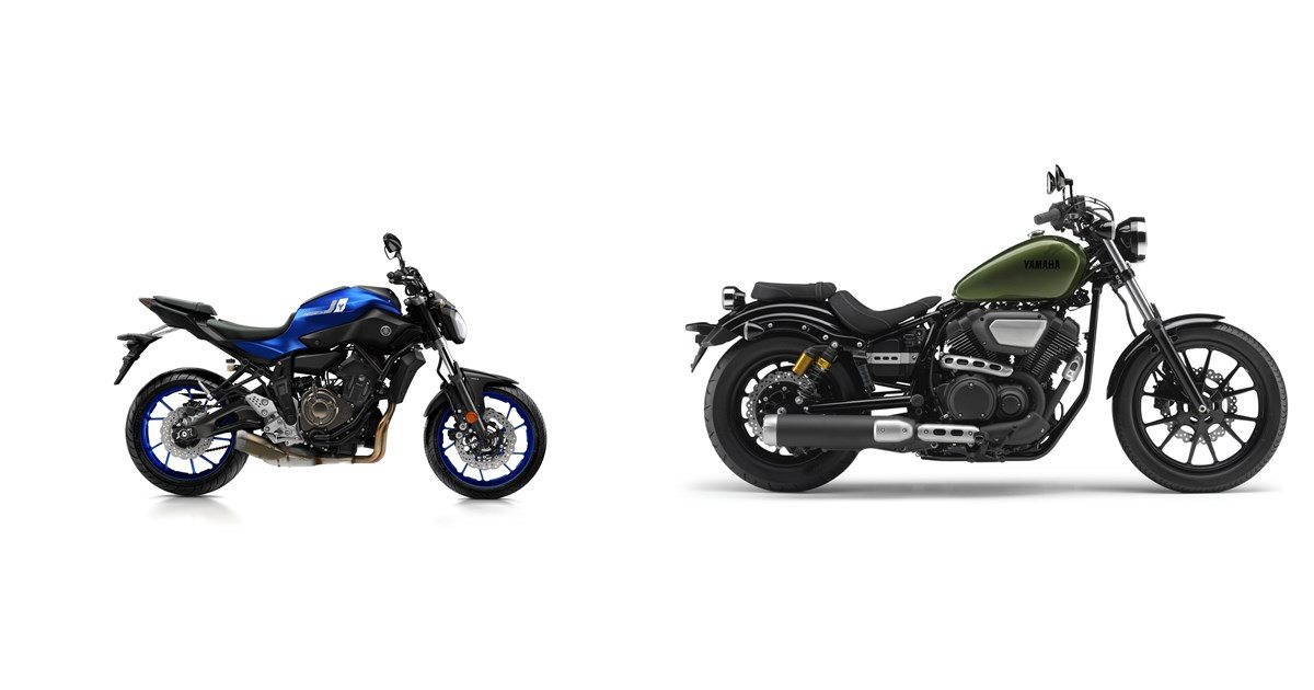 Motorrad Vergleich Yamaha MT-07 2017 vs. Yamaha XV 950 R 2014
