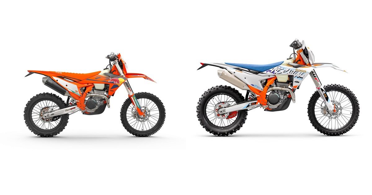 Motorrad Vergleich KTM 350 EXC-F CHAMPION EDITION 2025 vs. KTM 350 EXC-F SIX DAYS 2024