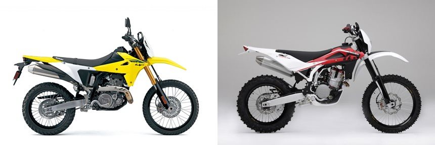 Motorrad Vergleich Suzuki DR-Z4S 2025 vs. Husqvarna TE 450 2011