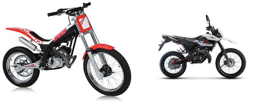 Motorrad Vergleich Beta Minitrial 2009 vs. Malaguti XTM 50 Enduro 2021