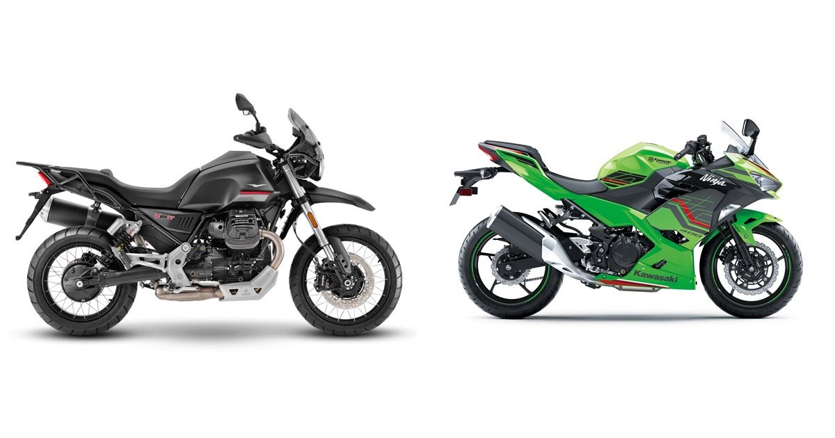 Motorrad Vergleich Moto Guzzi V85 TT 2024 vs. Kawasaki Ninja 400 2023