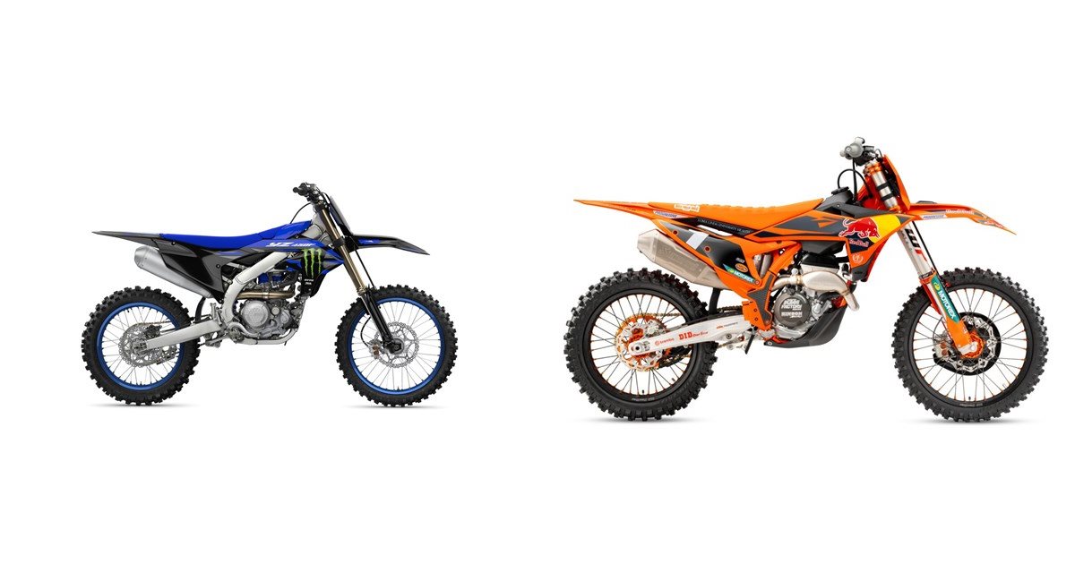 Motorrad Vergleich Yamaha YZ450F Monster Energy Edition 2025 vs. KTM 450 SX-F Factory Edition 2025
