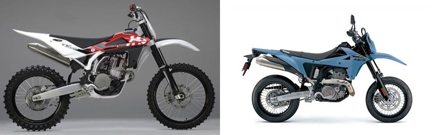 Motorrad Vergleich Husqvarna TC 450 2009 vs. Suzuki DR-Z4SM 2025