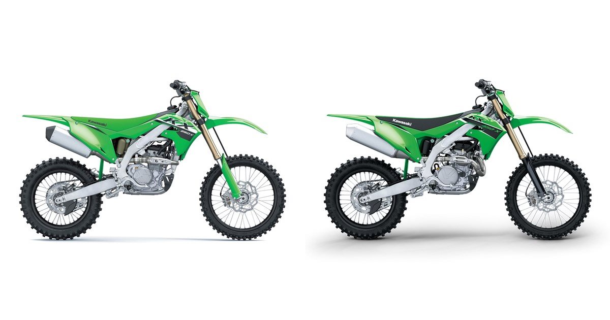 Motorrad Vergleich Kawasaki KX250X 2025 vs. Kawasaki KX450X 2023