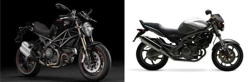 Motorrad Vergleich Ducati Monster 1100 Evo 2011 vs. Cagiva Raptor 650 2005