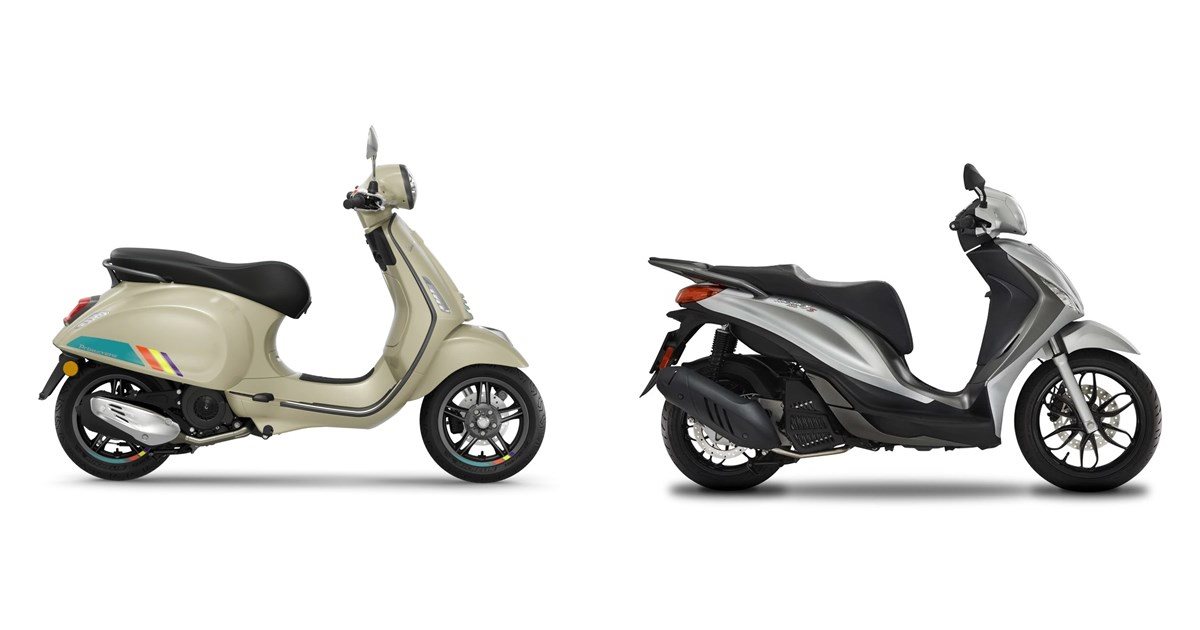 Motorrad Vergleich Vespa Primavera 125 S 2024 vs. Piaggio Medley S 125 ie IGET 2019