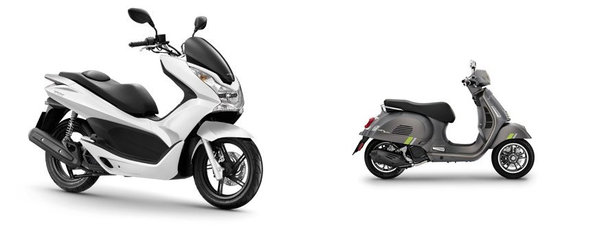Motorrad Vergleich Honda PCX125 2010 vs. Vespa GTS 125 Super Tech 2023