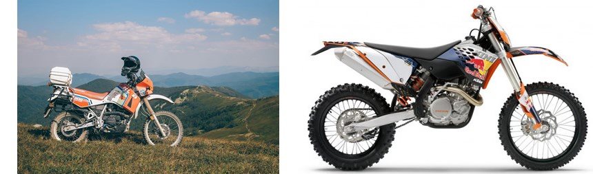 Kawasaki KLR 500 1987 vs KTM 450 EXC 2010