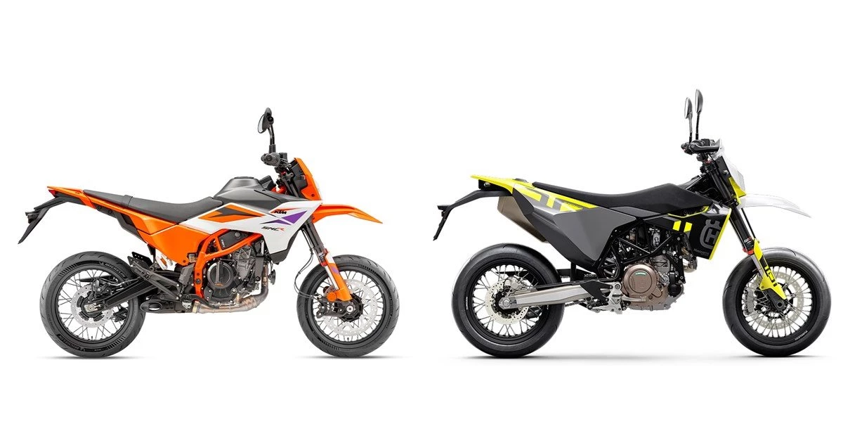 Motorrad Vergleich KTM 390 SMC R 2025 vs. Husqvarna 701 Supermoto 2024