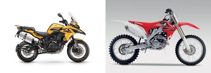 Motorrad Vergleich Benelli TRK 502 X 2024 vs. Honda CRF450R 2009